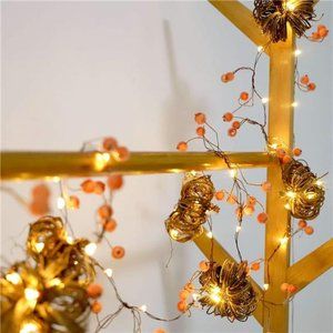 Holiday | Halloween Decor Rattan Pumpkin Berry String Lights 1ft 30leds ...